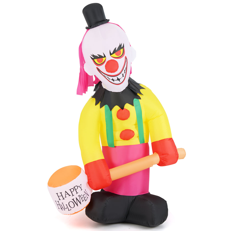 240 CM Giant Halloween Inflatables, Head Turning Clown with Hammer ...