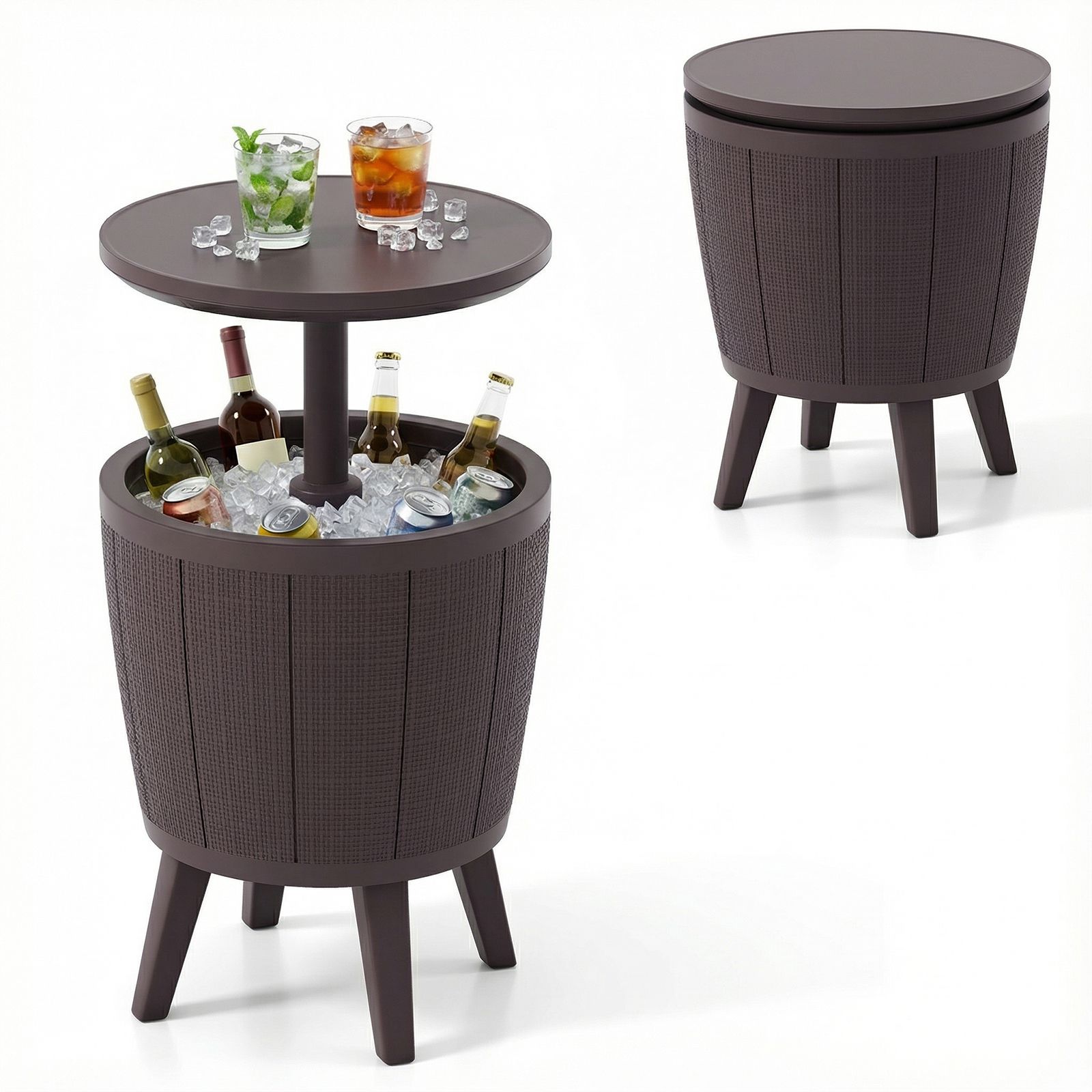 Outdoor Cool Cocktail Bar Table with Lift-Top and Drainage Plug ...